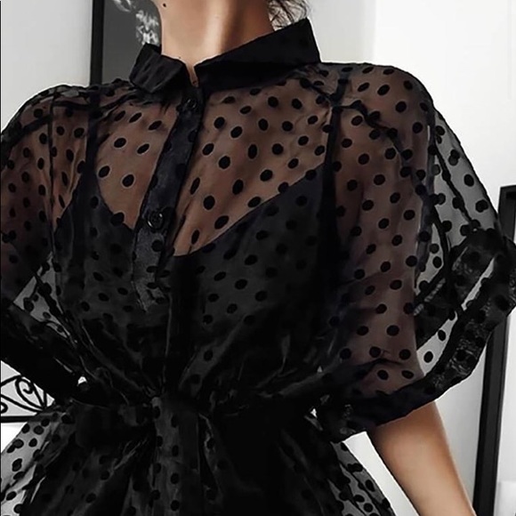 Chick me | Tops | New Trend Translucent 223 Dot Print Seme Sheer ...